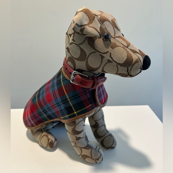 Accents | Coach Signature Monogram Stuffed Dog Plush Toy Leather Collar ...